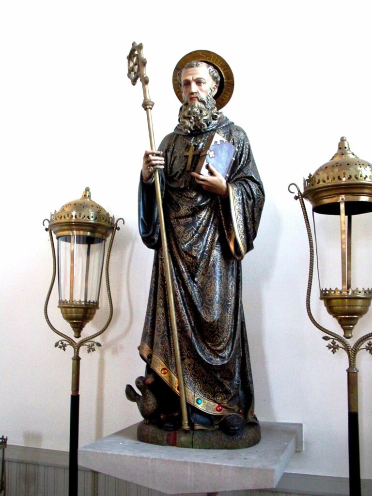 Wooden statue of St.Benedict - Ferdinand Stuflesser 1875