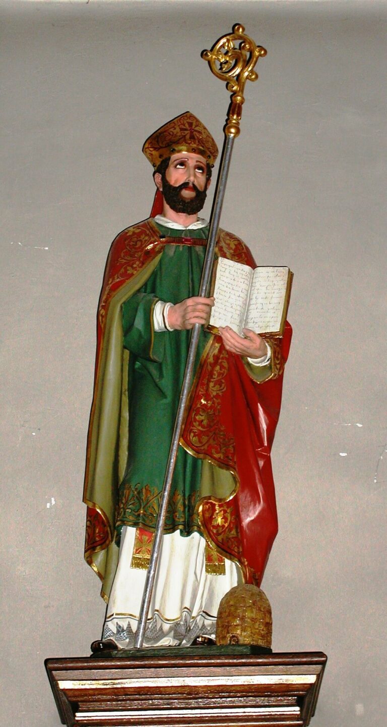 Wooden statue of St.Ambrosius - Ferdinand Stuflesser 1875